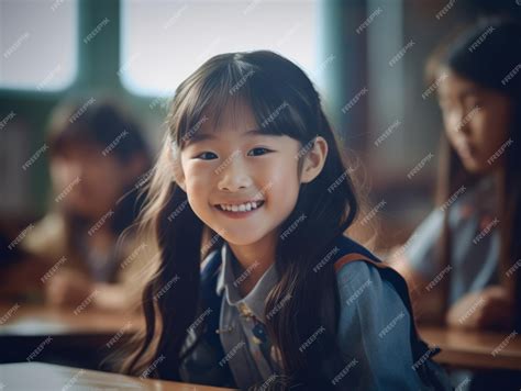Premium Ai Image Asian Girls Education Happy Beautiful Asian Girl Is