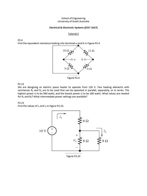 Tutorial2 Electrical And Electronic Systems Pdf
