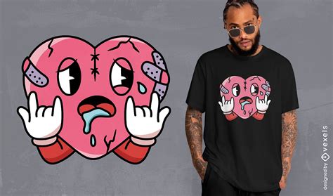 Cartoon Broken Heart T Shirt Design Vector Download