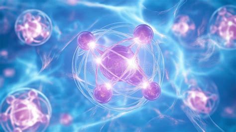 Dynamic Background Of Overlapping Atomic Structures With Glowing Particles Stock Image Image