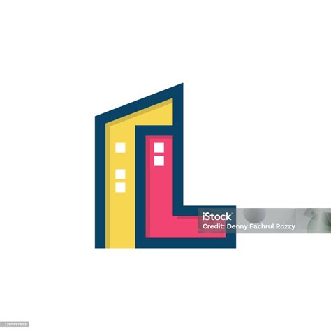 首字母l與彩色建築向量插圖設計範本向量圖形及更多公寓圖片 公寓 字母l 不動產 Istock