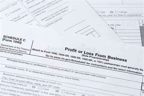Schedule C Profit Or Loss From Business Form 1040 Irs Tax Document Close Up Legal Document