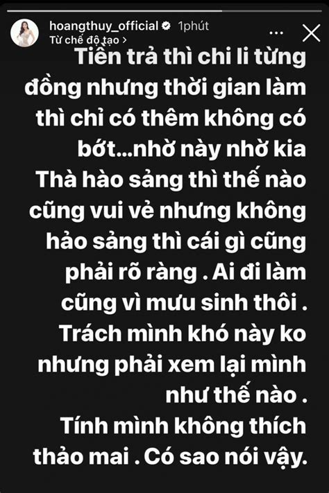 Á Hậu Hoàng Thùy Bất Ngờ đăng đàn Chỉ Trích Ai đó Về Việc Mâu Thuẫn