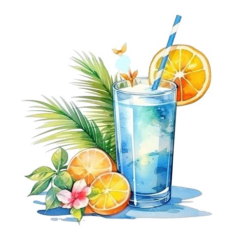 Watercolor Water Summer Element On Beach Summer Illustration