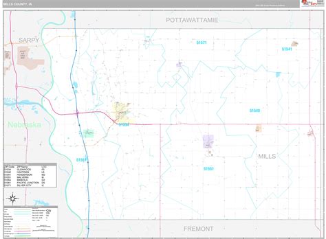 Mills County Ia Wall Map Premium Style By Marketmaps Mapsales