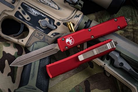 Microtech Ultratech Spartan Otf Automatic Knife Red 34 Bronze