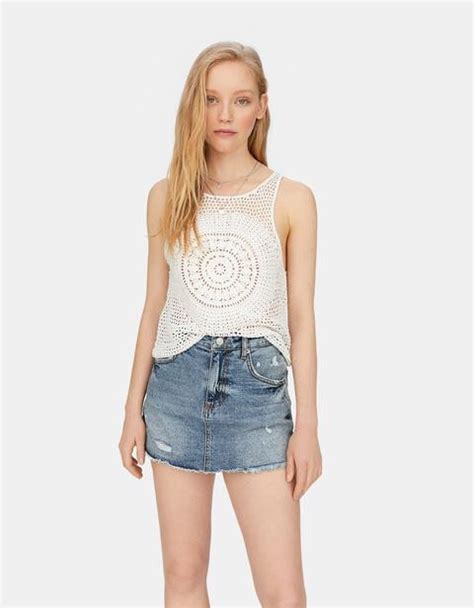 Stradivarius Denim Skort Womens Fashion Bottoms Shorts On Carousell