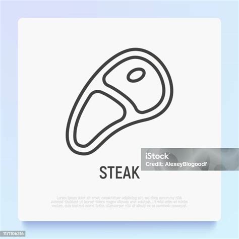 스테이크 얇은 라인 아이콘입니다 쇠고기 고기의 현대 벡터 그림입니다 고기에 대한 스톡 벡터 아트 및 기타 이미지 고기 굽기 날씬한 Istock