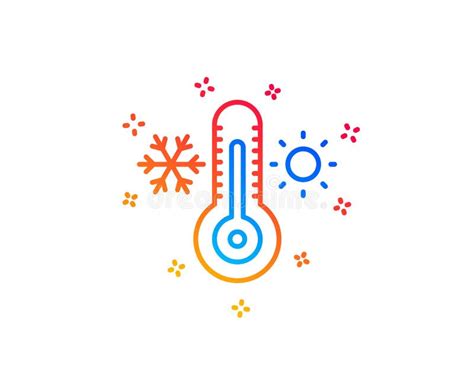 Thermometer Line Icon Cold And Warm Thermostat Sign Vector Stock