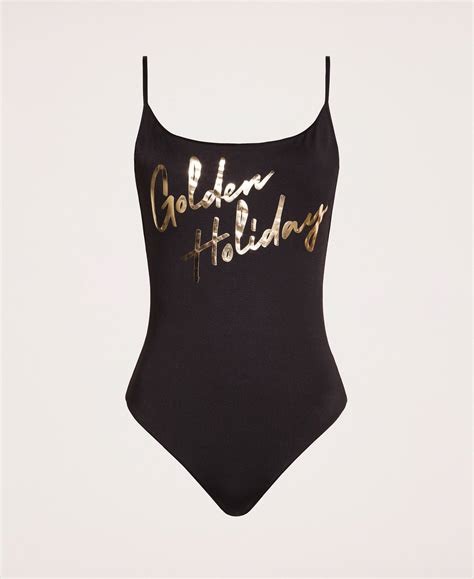 Laminated Print One Piece Swimsuit Woman Black Twinset Milano