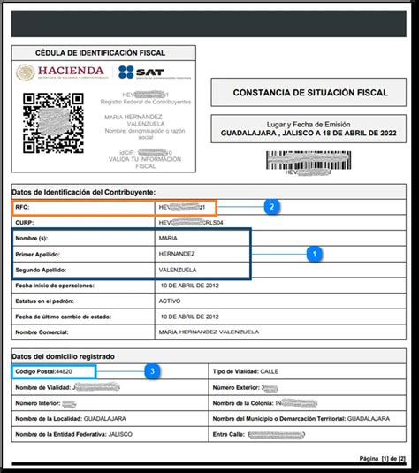 Cuál es el código postal fiscal en la constancia de situacion fiscal