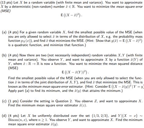 Solved 13 Pts Let X Be A Random Variable With Finite Mean