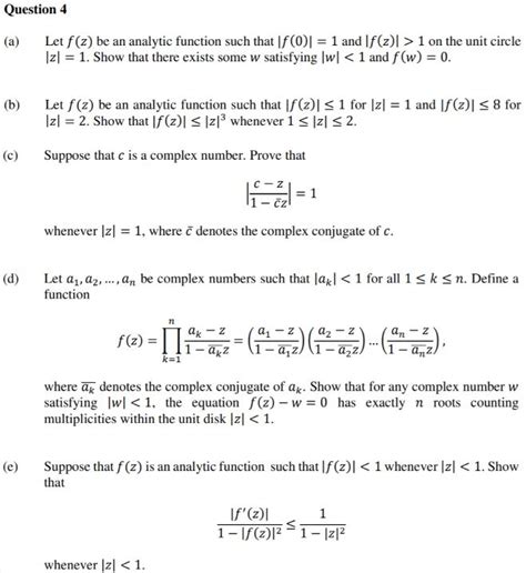 Solved Question A Let F Z Be An Analytic Function Such Chegg