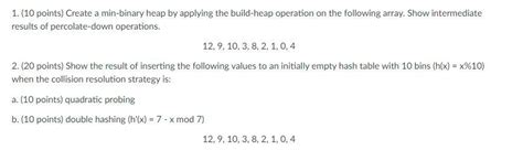Solved Points Create A Min Binary Heap By Applying Chegg Com