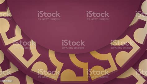 Template Spanduk Burgundy Dengan Ornamen Emas India Untuk Desain Di