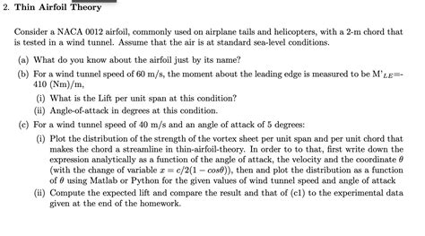 Solved Thin Airfoil Theoryconsider A Naca Airfoil Chegg
