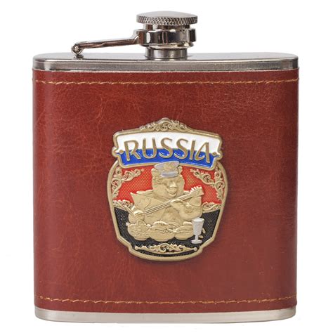 Купить Сувенирную фляжку в чехле Русский медведь