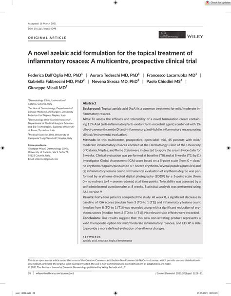 Pdf A Novel Azelaic Acid Formulation For The Topical Treatment Of Inflammatory Rosacea A