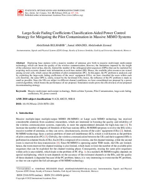 Pdf Large Scale Fading Coefficients Classification Aided Power Control Strategy For Mitigating