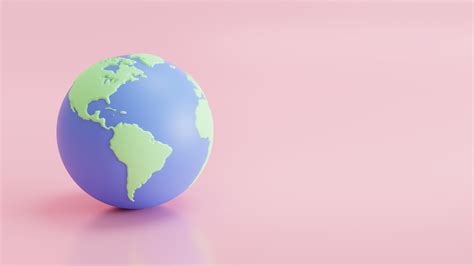 3d Earth World Map Illustration Globe On Pink Background 3d Render