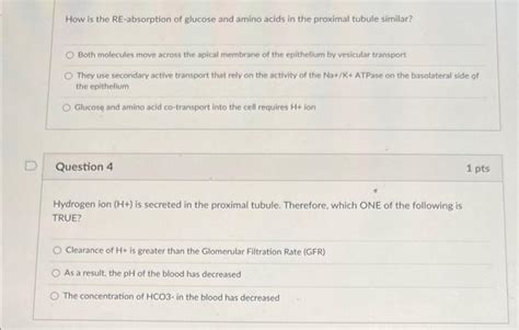 Solved How is the RE-absorption of glucose and amino acids | Chegg.com