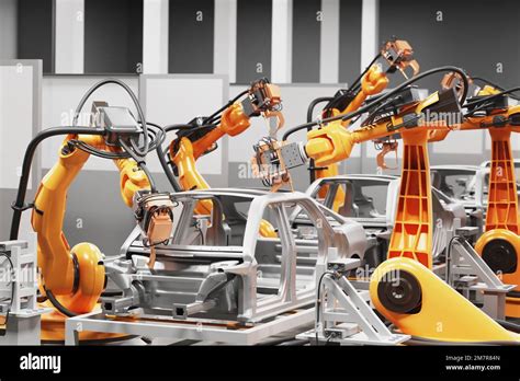 Automobile Production Line Using Robots To Work In Smart Factories D