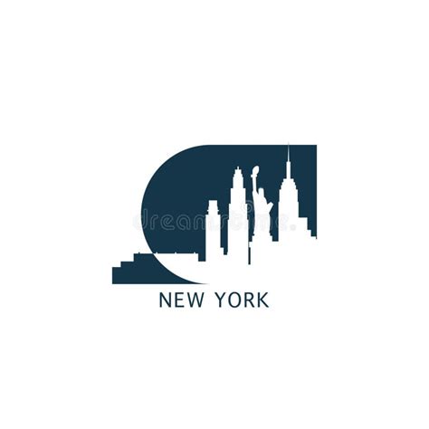 New York Vector Icon With Skyline Panoramic View City Shape Usa Nyc