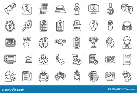 Quiz Icons Checklist With Check Mark Symbol Cartoon Vector
