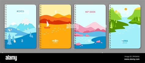 Notepad With Nature Field Landscape Notebook Cover Scenery Four Seasons Set Spring Autumn