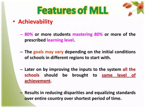 Minimum Levels Of Learning Pptx