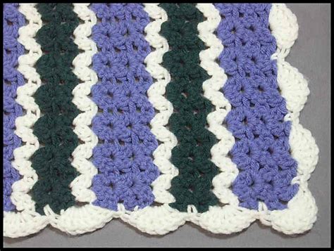 Ravelry RitaMiller S Cluster V Stitch Striped Blanket With Shell Border