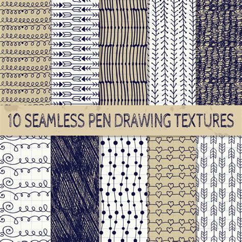Pen Drawing Seamless Textures Stock Vector Illustration Of Striped Artistic