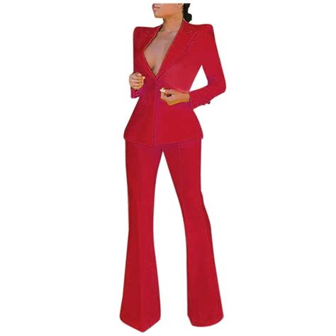 Fashion Outfits Womens Business Suit 2 Piece Long Sleeve Blazer Jackets Outfits With Loose