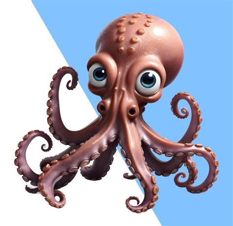 Premium Psd Cute 3d Octopus Cartoon
