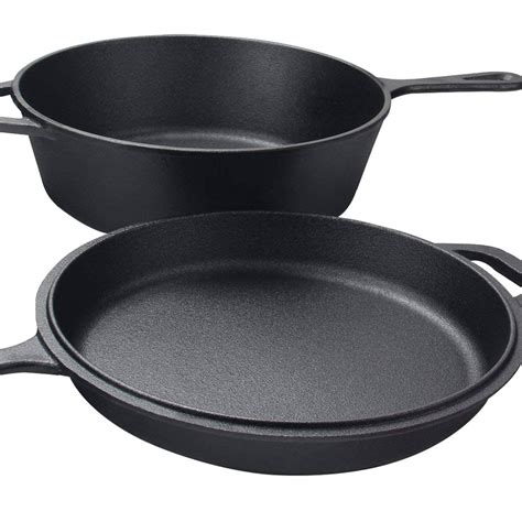Wildtrak 32qt Cast Iron 265cm Combo Cooker Camp Overfrying Pan Set