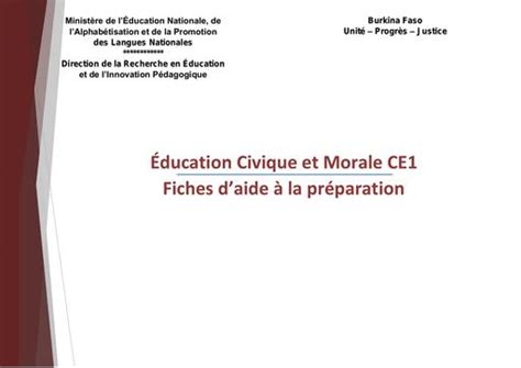 Education Civique Morale Ce1 By Tehua