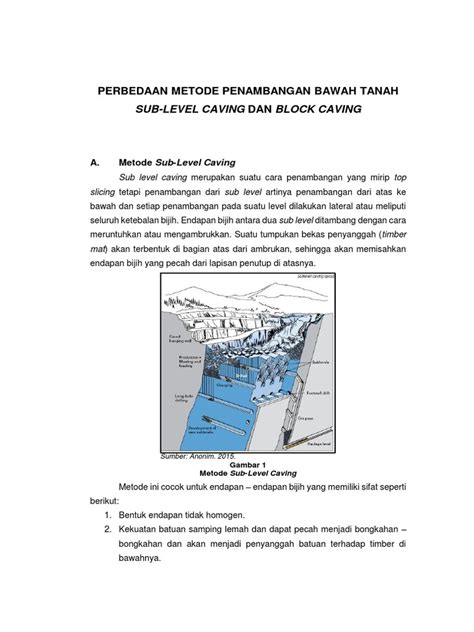 Resume Perbedaan Metode Sub Level Caving Dan Block Caving Pdf