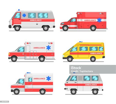 환자를 병원 벡터 세트로 이송하기 위한 의학 장비 차량으로 구급차 개체 그룹에 대한 스톡 벡터 아트 및 기타 이미지 개체 그룹 건강관리와 의술 교통수단 Istock
