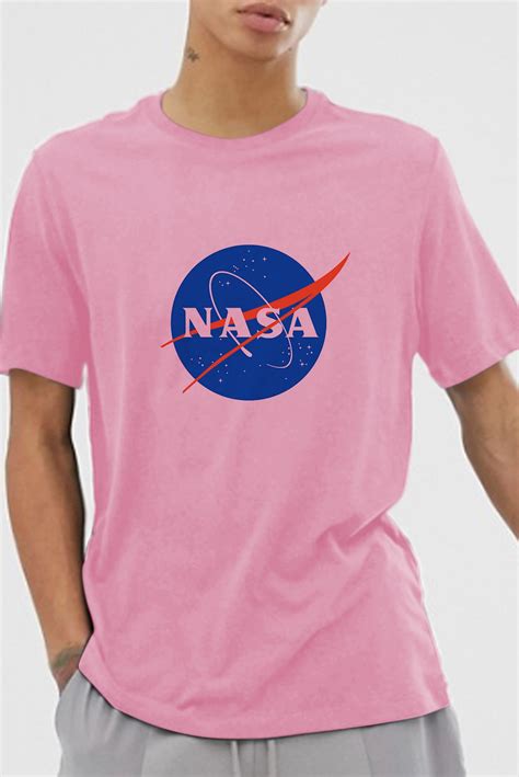 Nasa Printed Men T Shirt Pink Street Style Store