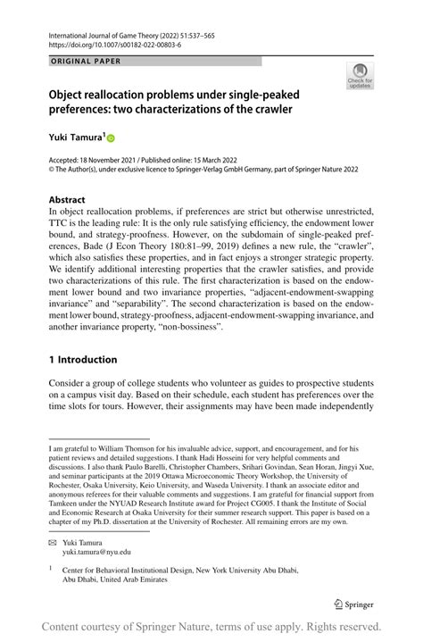 object reallocation problems under single peaked preferences two
