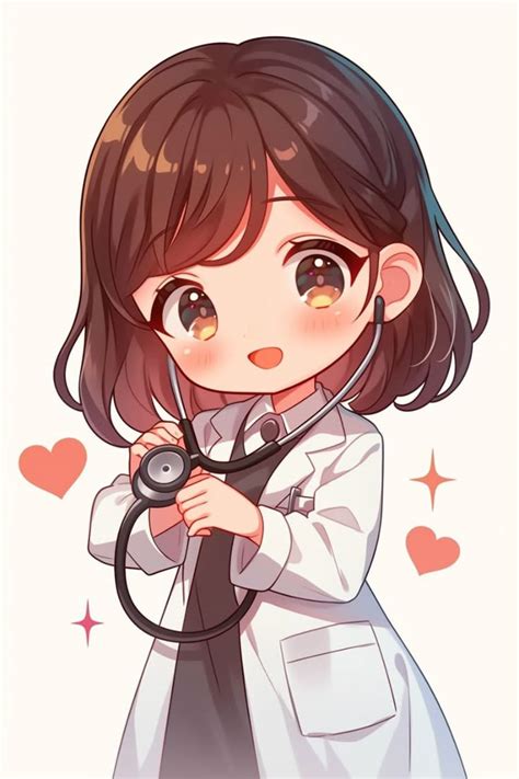 Chibi Doctor Checking A Patients Heartbeat Anime Chibi Girly Art