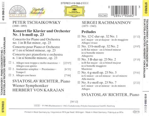 Tchaikovsky Piano Concerto No 1 Rachmaninov 5 Preludes By Richter