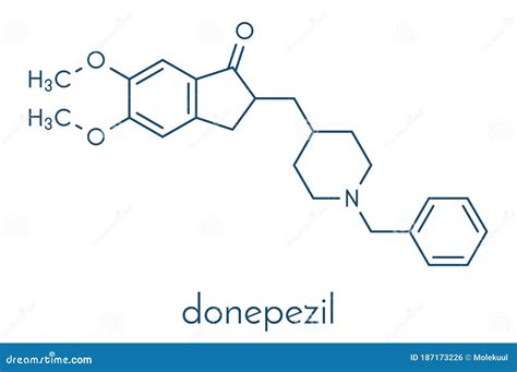 Donepezil Alzheimer`s Disease Drug Molecule Skeletal Formula Stock