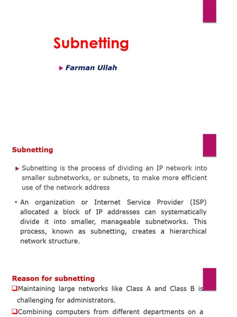Network Lecture 11 Lecture Subneting Pdf Ip Address Internet Architecture