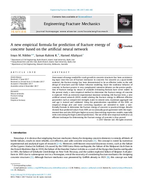 Pdf A New Empirical Formula For Prediction Of Fracture Energy Of