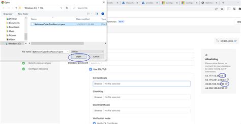 Azure MySQL CA Certificate Not Loading Queries And Resources