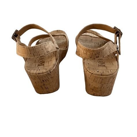 Korks Neutral Cork Wedge Heeled Summer Strappy Sandal Gem