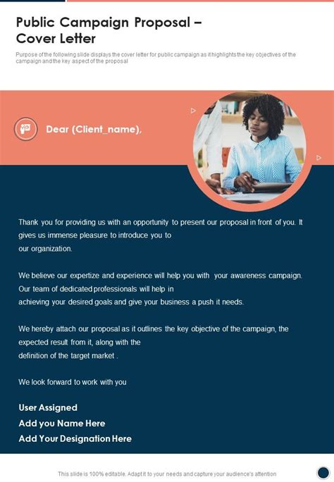 Public Campaign Proposal Cover Letter One Pager Sample Example Document