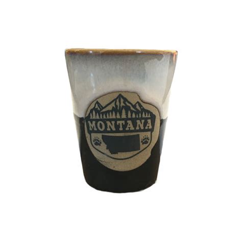 Montana Reactive Glaze Shot Glass Custer Battlefield Trading Post Company