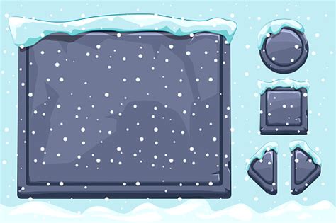 눈 덮여 돌 자산과 Ui 게임에 대한 버튼 겨울 게임 Ui 돌 눈 버튼입니다 개념에 대한 스톡 벡터 아트 및 기타 이미지 개념 건설 프레임 겨울 Istock